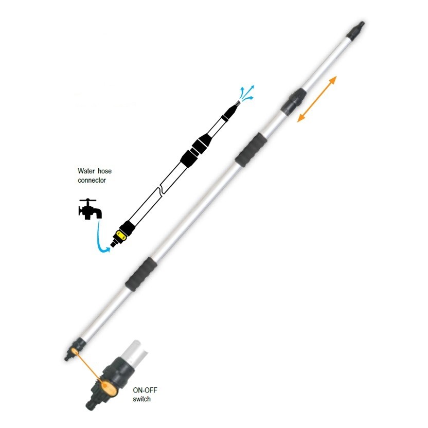 Telescopic Handle Flow Thru for Boat Brush